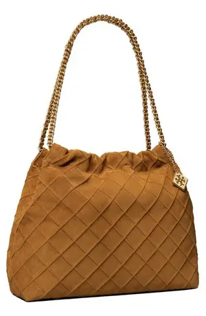 Tory Burch Fleming Soft Suede Hobo Bag - Chicory Brown
