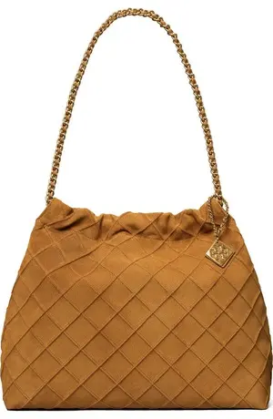 Tory Burch Fleming Soft Suede Hobo Bag - Chicory Brown