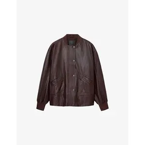 ALLSAINTS Sofi Leather Bomber Jacket - Oxblood Red