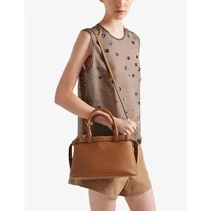Prada Small Leather Tote Bag - Brown