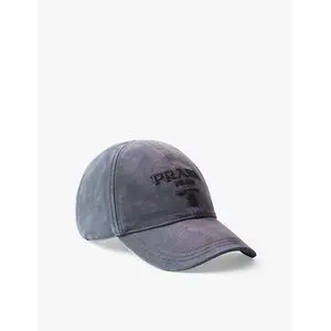 Prada Brand-embroidered Canvas Baseball Cap - Blue