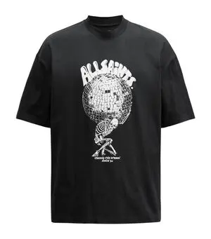 AllSaints BADLOVE CREW - T-shirt imprimé - washed black/noir