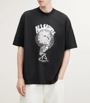 AllSaints UNDERGROUND CREW - T-shirt imprimé - jet black blue/noir