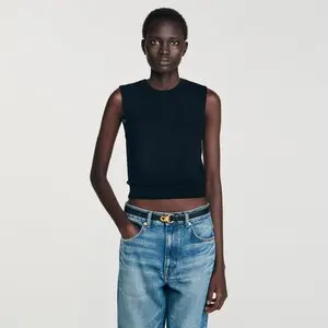 Sandro Sleeveless Cropped Sweater