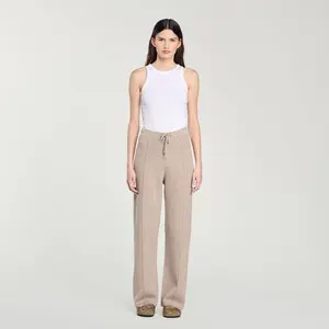 Sandro Knit Rhinestone-covered Pants - Beige