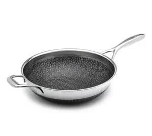 LIVWELL Diamondclad 12' Stainless Steel Nonstic K Wok Pan - Silver