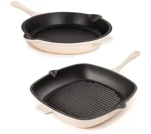 BERGHOFF Neo 2pc Cast Iron 10' Fry Pan & 11' Gr Ll Pan Set - One-color