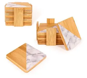 BERGHOFF Natural Bamboo Coasters 15pc Set, Squa Re - One-color
