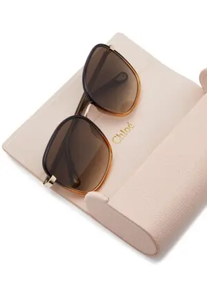 Chloé Two-tone Square Sunglasses - Brown
