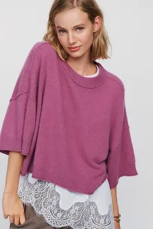 Anthropologie Goldie Crew-neck Cashmere Sweater - Grape Nectar