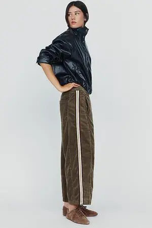 PILCRO Izzie Barrel Corduroy Pants - Olive