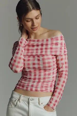 Maeve Aleda Mesh Off-shoulder Top