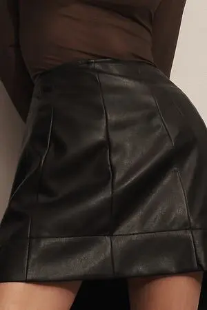 Anthropologie Faux-leather Structured Mi Skirt