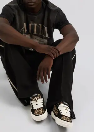 Amiri Sunset Leopard-print Panelled Nubuck Sneakers