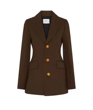 Ami Three Buttons Short Coat - Brown