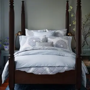 JOHN ROBSHAW Cinde Print Cotton Duvet Cover - Light Indigo