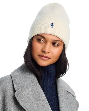 Ralph Lauren Pony Wool Beanie Cream