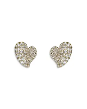 Piranesi 18k Yellow Diamond Heart Stud Earrings - Gold