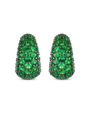 Piranesi 18k Yellow Gold Huggie Hoop Earrings With Green Tsavorite Garnets - Green/gold