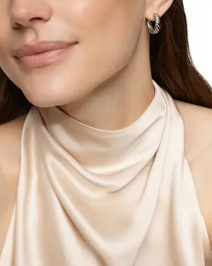 David Yurman Sculpted Cable Hoop Earrings In Sterling 18.6mm - Silver