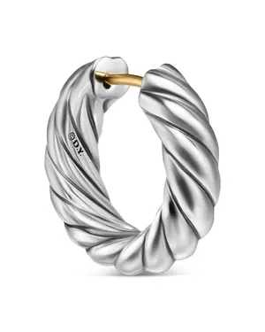 David Yurman Sculpted Cable Hoop Earrings In Sterling 18.6mm - Silver