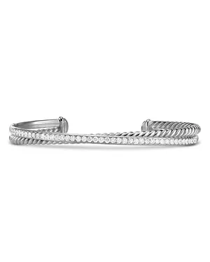 David Yurman David Yurman Crossover Bracelet With Diamonds Silver