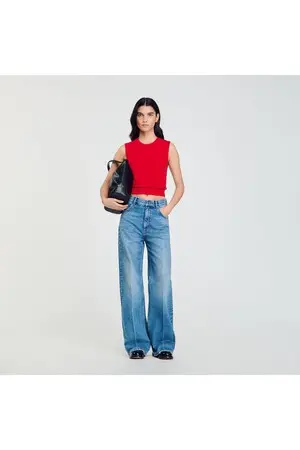 Sandro Ruffled Crop Sweater