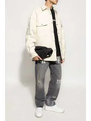 Palm Angels Logo-embroidered Buttoned Shirt Jacket - White