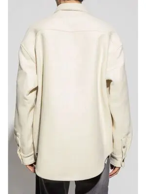Palm Angels Logo-embroidered Buttoned Shirt Jacket - White