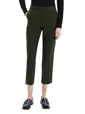 Theory Treeca Wool Crop Trousers Hunter Green Melange