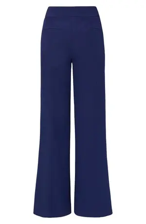 MILLY Nash Wide Leg Cady Pants - Navy