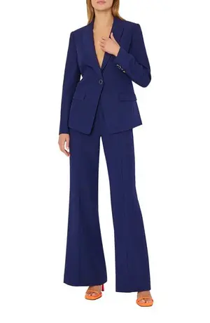 MILLY Nash Wide Leg Cady Pants - Navy