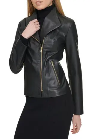 Cole Haan Leather Moto Jacket