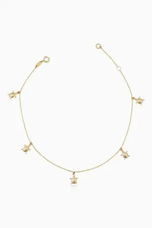 ORADINA 14k Sea Turtle Anklet - Yellow Gold