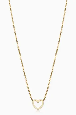 ORADINA 14k Open Heart Pendant Necklace - Yellow Gold