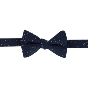 Trafalgar Mystere Metallic Polka Dot Silk Bow Tie - Navy
