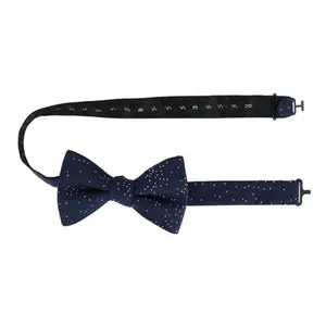 Trafalgar Mystere Metallic Polka Dot Silk Bow Tie - Navy