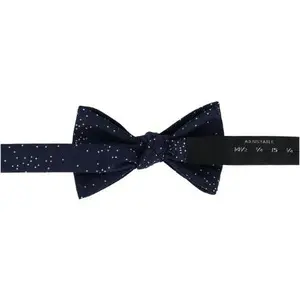 Trafalgar Mystere Metallic Polka Dot Silk Bow Tie - Navy