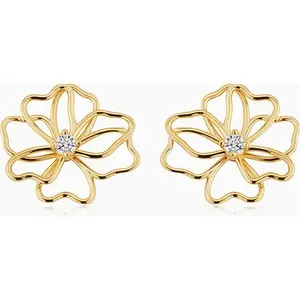 ORADINA 14k Full Bloom Stud Earrings - Yellow Gold