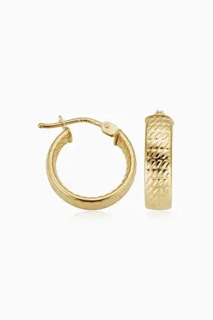 ORADINA 14k Moto Mini Hoop Earrings - Yellow Gold