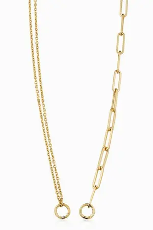 ORADINA 14k Rimini Venice Mixed Link Split Chain - Yellow Gold