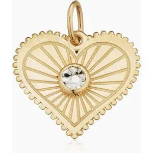 ORADINA 14k Two Tone Gold Heartburst Pendant Charm - 14k Two-tone Gold