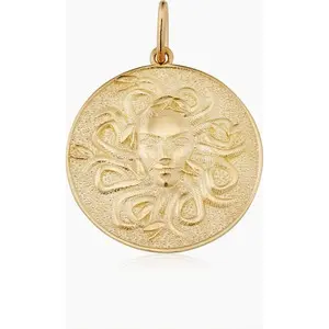 ORADINA 14k Medusa Medallion Pendant Charm - Yellow Gold