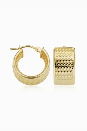 ORADINA 14k Moto Bold Hoop Earrings - Yellow Gold