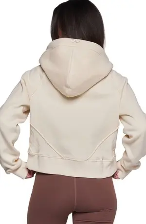 REBODY Fleece Full Zip Hoodie - Bone