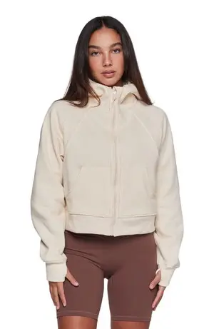 REBODY Fleece Full Zip Hoodie - Bone