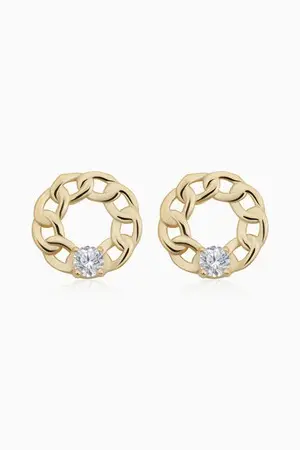 ORADINA 14k Halo Stud Earrings - Yellow Gold