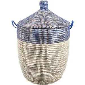 MBARE Dou Lid Storage Basket Two-tone Medium Storage - Navy And White