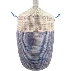 MBARE Dou Lid Storage Basket Two-tone - Navy And White