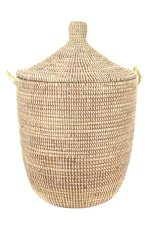 MBARE Dou Lid Storage Basket Monochrome Medium Storage - Natural
